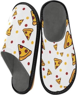 HMZXZ Chaussons dint&eacute;rieur sur le th&egrave;me de la pizza pour homme et femme - Motif &agrave; pois - Pour la maison, la chambre &agrave; coucher, le voyage, multicolore, 37.5/