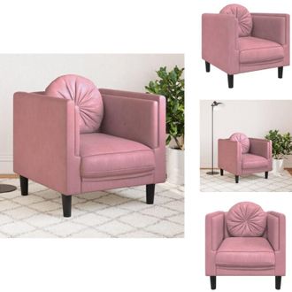 vidaXL Fauteuil avec coussin rose velours - Fauteuil Rose - Fauteuil Velours - Chaise Relaxante - Meuble Salon - D&eacute;coration Int&eacute;rieur