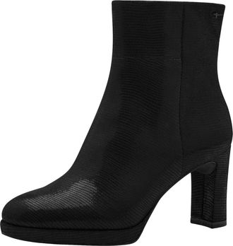 Tamaris Damen Absatzstiefelette Textil Blockabsatz Vegan; BLACK STRUCTURE, EU 42