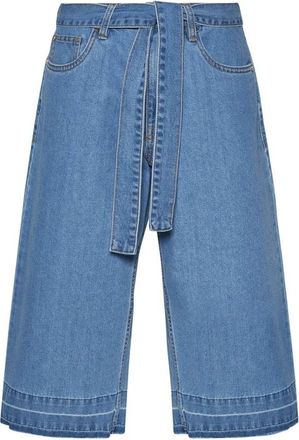 Silvian Heach Femme, Jeans, Bleu, Taille: W28 Pantalon cropped avec ceinture int&eacute;gr&eacute;e
