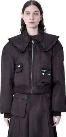 Ganni Femme, Vestes, Brun, Taille: 42 FR Duchesse Nylon Bomber Jacket