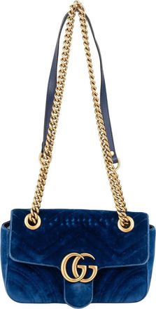Gucci Crossbody Bags - Gucci Blue Velvet Marmont Stitch Crossbody Bag - Gr. unisize - in Blau - für Damen