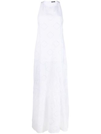 Kiton robe longue à détail de perforations - Blanc