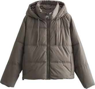 Generic Parka Femme Hiver Blouson Femme Grande Taille Manteau Veste Hiver Chaud à Capuche Veste Solide Blanc Fermeture Éclair Manteau Ample Long Doudoune Ski 