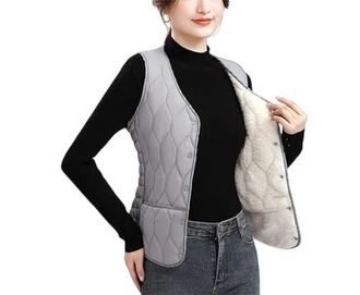 Generic Veste chaude en coton pour femme Automne Hiver Loisirs Cuello V&ecirc;tements dext&eacute;rieur Mode Col montant Cardigan Veste chaude Top Veste Manteau, gris clai