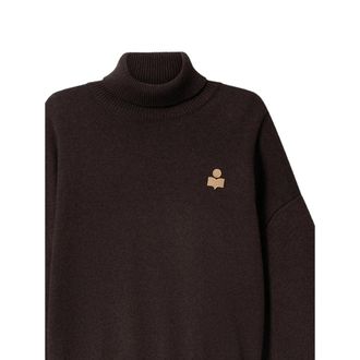 Isabel Marant Embroidered Logo Roll Neck Sweater - Brown