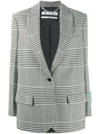 Off-white blazer ample &agrave; motif pied-de-poule - Noir