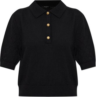 Balmain Femme, Pulls, Noir, Taille: 34 FR Polo Tricot&eacute; &agrave; 3 Boutons