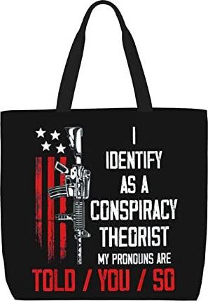 Generic Sac Fourre-Tout Je MIdentifie Comme Un Th&eacute;oricien Du Complot. Les Pronoms Sont Censur&eacute;s. Sac Fourre-Tout En Toile Lavables Pliable Sacs En Toile, Pour