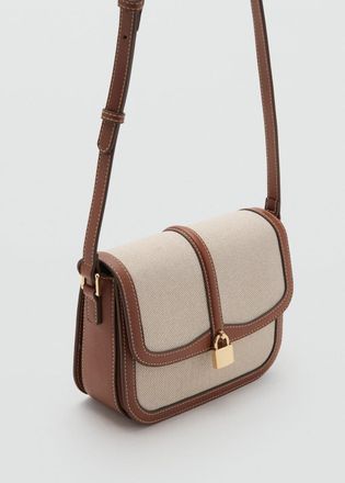 Mango Umh&auml;ngetasche aus Canvas mit Kontrastdetails mittelbraun - Damen - Einheitsgr&ouml;&szlig;e - MANGO