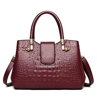 Generic Sacs &agrave; main et sacs &agrave; main tendance crocodile pour femme avec poign&eacute;e sur le dessus, grand sac fourre-tout pour femme, Rouge, Large