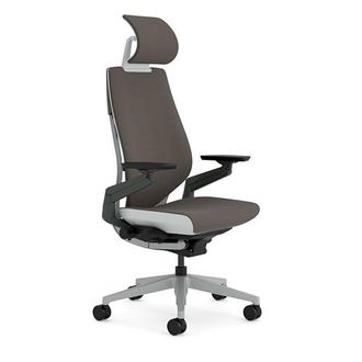 Steelcase Gesture Ergonomischer B&uuml;rostuhl mit 360&deg; Armlehnen, 3D-Live Back Lumbalst&uuml;tze, anpassbarer Kopfst&uuml;tze Dunkelbraun