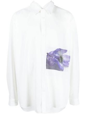 Yuiki Shimoji surchemise &agrave; fleurs - Blanc