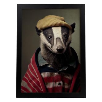 Nacnic Dachs in voller Farbe Fotostil. Lustige realistische Illustrationen von Tieren in menschlicher Kleidung. Innenarchitektur und Dekoration. A4