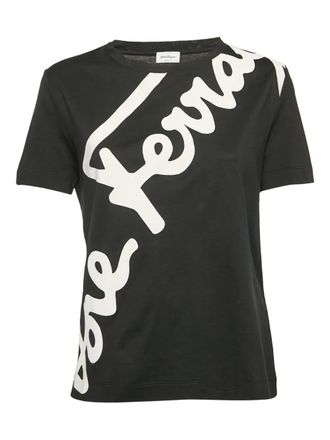 Ferragamo t-shirt en coton à logo imprimé - Noir