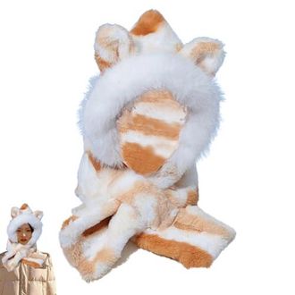 Generic &Eacute;charpe coupe-vent &agrave; capuche - &Eacute;charpe doreille en forme danimal - Ch&acirc;le chaud - &Eacute;charpes - Protection des oreilles int&eacute;gr&eacute;e pour temps froid - Cache-
