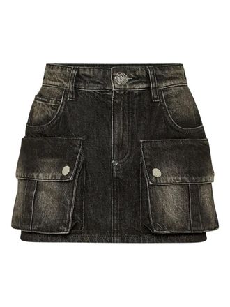 Philipp Plein jupe en jean à poches cargo - Noir