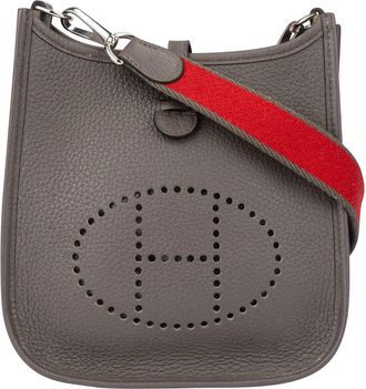 Herm&egrave;s Crossbody Bags - Hermes Etain Palladium Taurillon Clemence Evelyne - Gr. unisize - in Bunt - f&uuml;r Damen