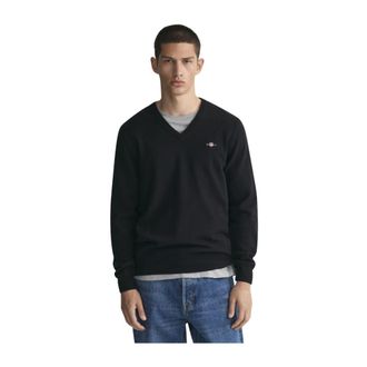 GANT Klassischer Woll-V-Ausschnittpullover - - Knitwear - Herren - Schwarzk - 3XL