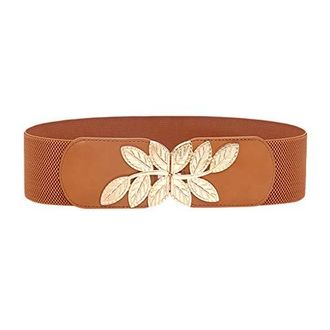 Generic Ceinture &eacute;lastique &agrave; boucle pour femme, caf&eacute;, 68x6cm