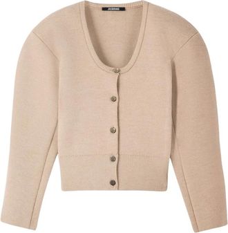 Jacquemus Femme, Pulls, Beige, Taille: 38 FR Knit Cardigan