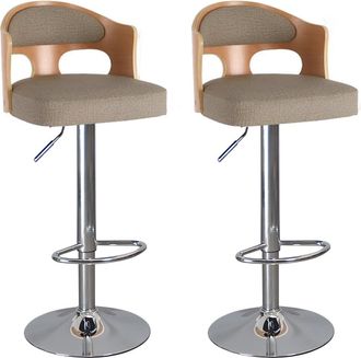 Generic 2er-Set Verstellbare, Drehbare Barhocker Aus Holz Mit Rückenlehne Und Fußstütze - Stühle Aus Stoff Und Massivholz In Thekenhöhe for Kücheninseln (Höhe