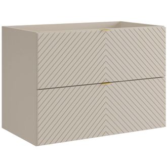 Vente-Unique Meuble sous vasque suspendu en chevrons - Coloris beige - 80 cm - DORIONI
