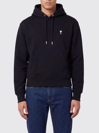 Ami Sweat &agrave; capuche en coton avec logo brod&eacute; et poche kangourou