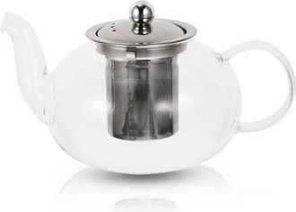 Garneck Transparente Glasteekanne Mit Sieb Edelstahl-teekessel Für Haushalt Teekanne Aus Glas Mit Filter Für Teezubereitung Kaffee Und Kräutertees