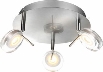 Globo Lighting Spot rondell trois spots plafonnier orientable luminaire de salon moderne, 3x led 5W 375Lm blanc chaud, DxH 25x16 cm