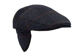 Walker and Hawkes Casquette Plate de Trappeur - en Tweed - Unisexe - Tweed Bleu - 3XL (62cm)