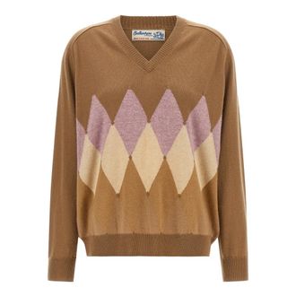 Ballantyne V-Ausschnitt Pullover New Diamond - - Knitwear - Damen - Braun - L
