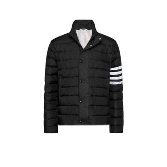 Thom Browne Homme, Vestes, Noir, Taille: XL Veste 4 Bar en Ripstop Brillant