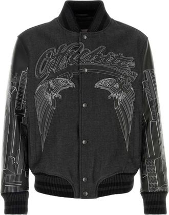 Off-white Homme, Vestes, Noir, Taille: L Skyline Leather Bomber Jacket