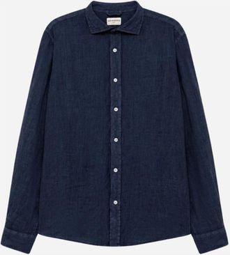 Roy Rogers Homme, Chemises, Bleu, Taille: XL Pierce Linen Shirt