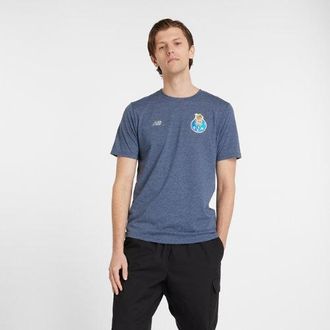 New Balance Homme FC Porto Graphic Heathertech T-Shirt en Bleu, Polyester, Taille XL