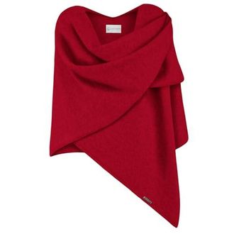 Giesswein Merino Lambswool Poncho flammenrot One - Jersey élégant en Maille Fine 100% Laine dagneau, Ècharpe XXL, Cape et Poncho Doux pour Femmes, Tabouret pour