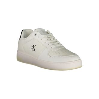 Calvin Klein Logo-Embroidered Leather Sneaker - White