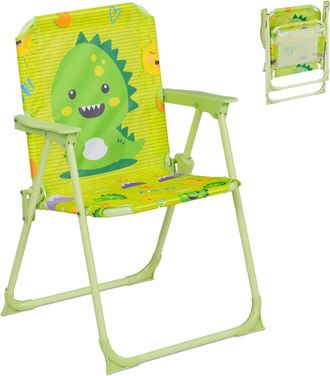 Relaxdays Kinder Klappstuhl, Campingstuhl mit Monster-Motiv, HBT 51,5x36x37,5 cm, Picknickstuhl outdoor, Faltstuhl, bunt