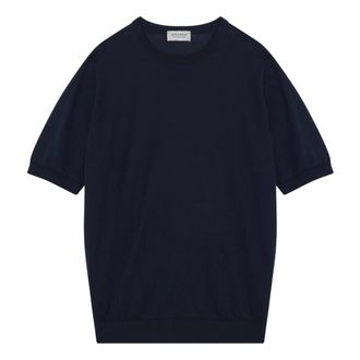 John Smedley Homme, Tops, Bleu, Taille: S T-shirt col rond &agrave; manches courtes