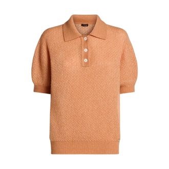 Kiton Kurz&auml;rmeliges Polohemd aus Kaschmir und Seide - - Knitwear - Damen - Orange - S