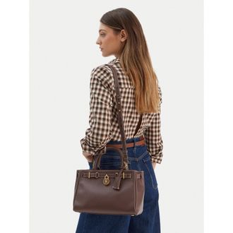 Tommy Hilfiger Handtasche Tommy Hilfiger American Icon Mini Tote Leather AW0AW17926 Braun