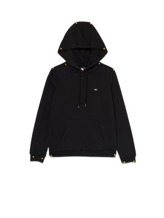 Tommy Jeans Damen Hoodie Flag Regular Fit, Schwarz (Black), XS