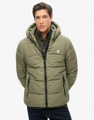 Superdry Doudoune &agrave; capuche style sport - Vert olive cendr&eacute;