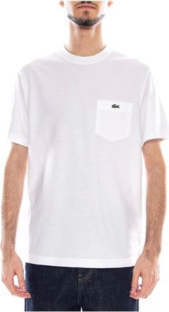 Lacoste Homme, Tops, Blanc, Taille: 2XL T-shirt &agrave; col rond avec poche poitrine