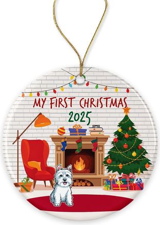 Generic Weihnachtsanh&auml;nger Westie Westies Hund Traditioneller Weihnachtsdeko Mit Schnur Weihnachtsbaumschmuck Anh&auml;nger F&uuml;r T&uuml;r Christbaum Innen