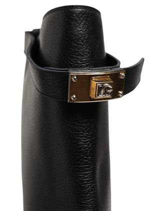 Dolce & Gabbana Logo-Plaque Over-the-Calf Boot - Black