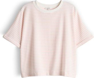 OPUS Kurzarmshirt Gestreiftes T-Shirt aus BCI Cotton Mix Slim Fit Figurbetonter Schnitt, kontrastfarbene Rippb&uuml;ndchen