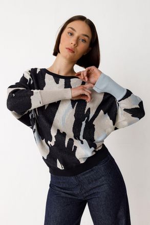SKFK Damen vegan Pullover Dare Multicolored Schwarz/Beige