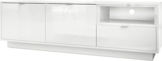Vladon TV Board Lowboard Metro, Made in Germany, Korpus und Fronten in Wei&szlig; Hochglanz mit Einsatz